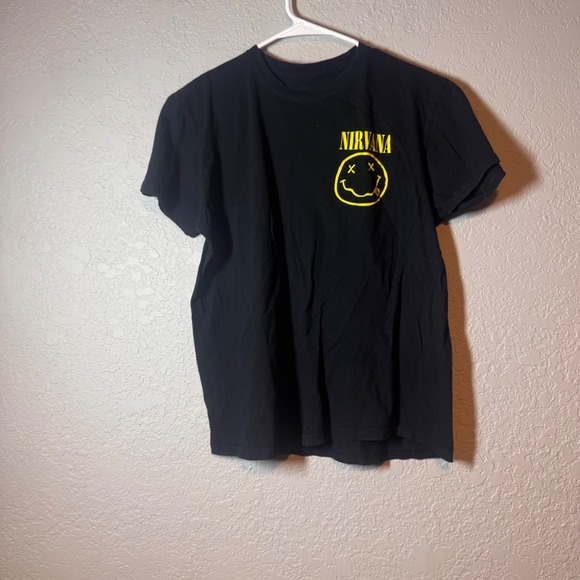 Shirts | Nirvana Smiley Face Band T Shirt Black Large | Poshmark